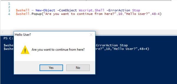 How To Display Gui Pop Up Message Box In Powershell Powershell Powershell Demo